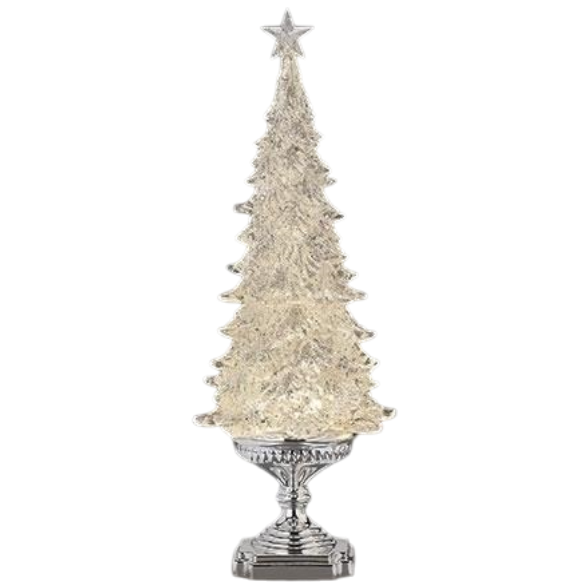 Silver Lighted Glitter Swirl Tree – 20 Inch – The Country Christmas Loft