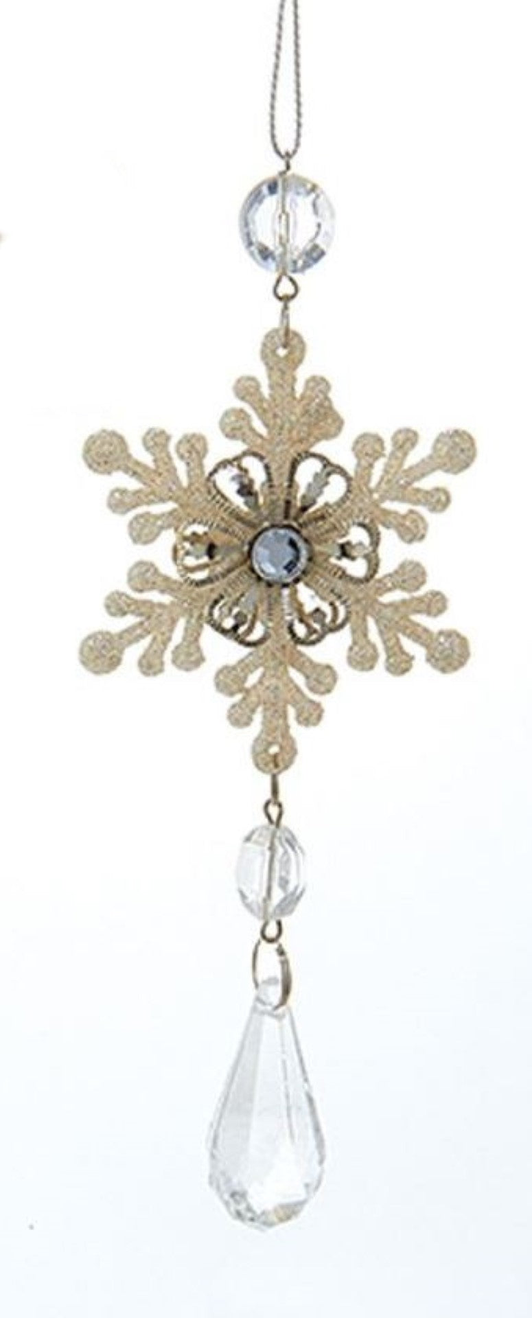 Platinum Snowflake Drop Acrylic Ornament - Teardrop Shape – The Country ...