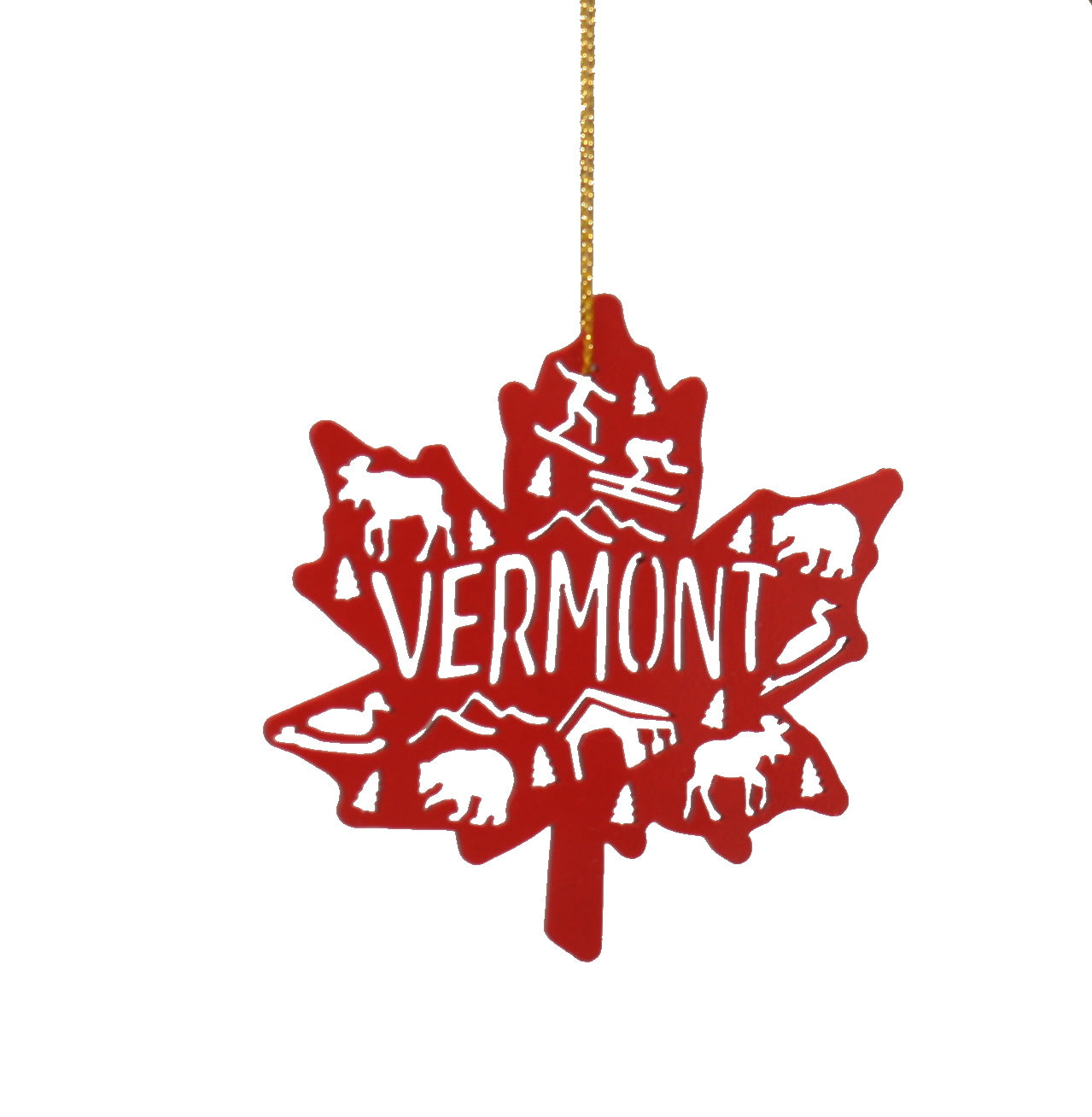 Vermont Maple Leaf Outline Metal Ornament – The Country Christmas Loft