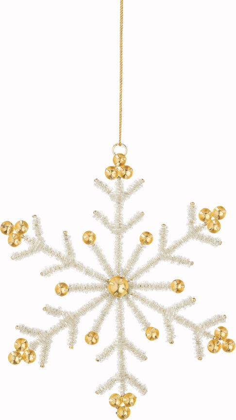 White Bead on Silver Wire Frame Snowflake Ornament – The Country ...