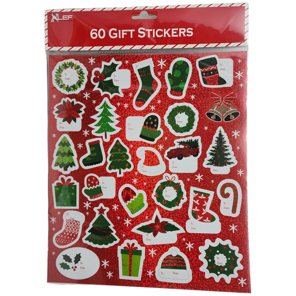 60 Count Peel and Stick Gift Tags - Wreath / Holly / Stocking – The ...
