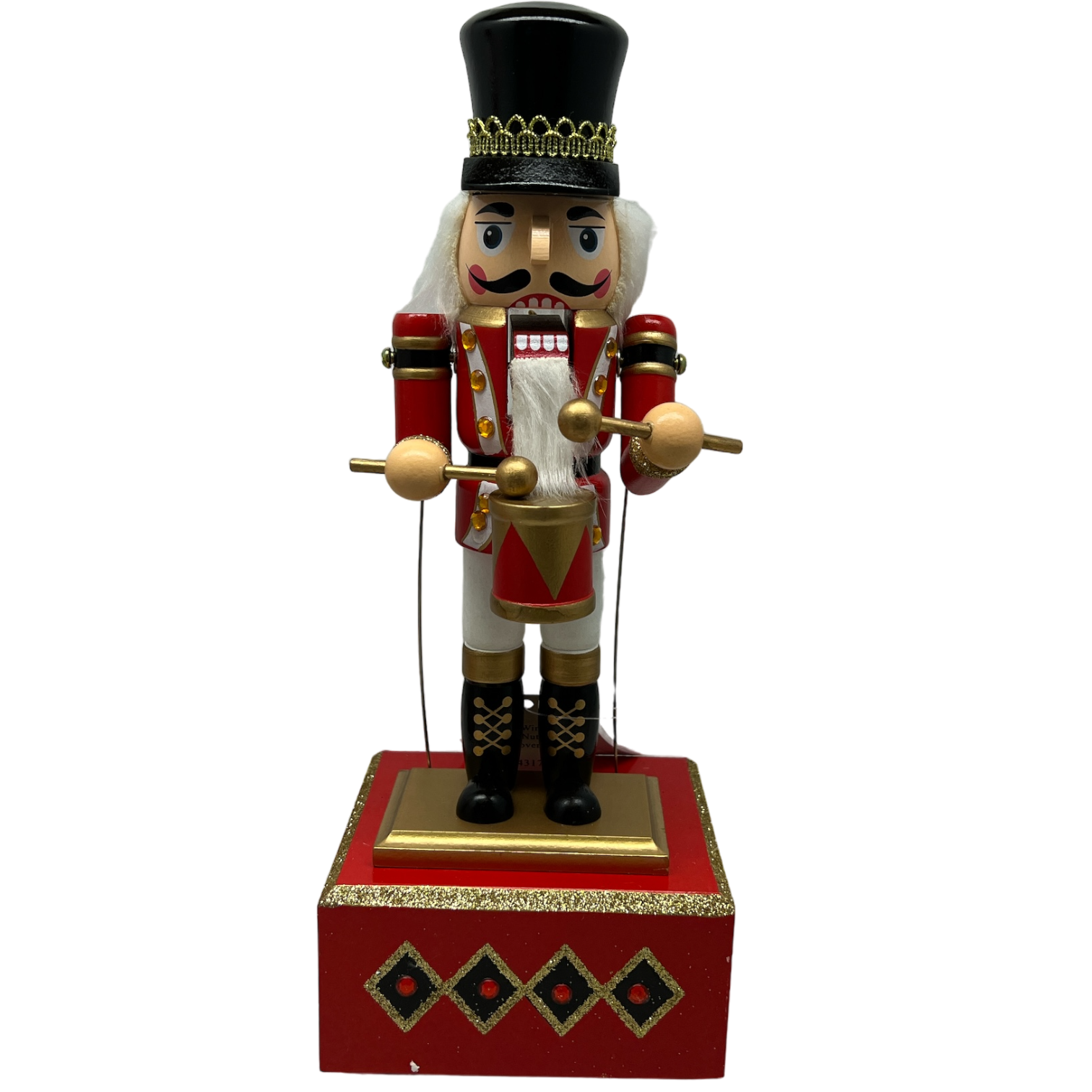 Wood Wind-Up Musical Nutcracker Figurine with Movement - Black Hat ...