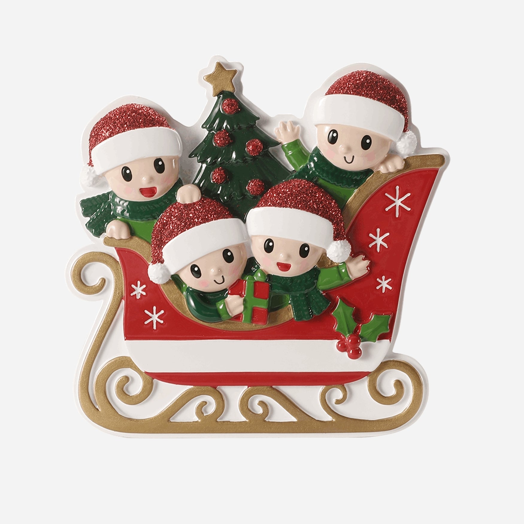 Sleigh With Gold Rails Family of 4 Ornament – The Country Christmas Loft