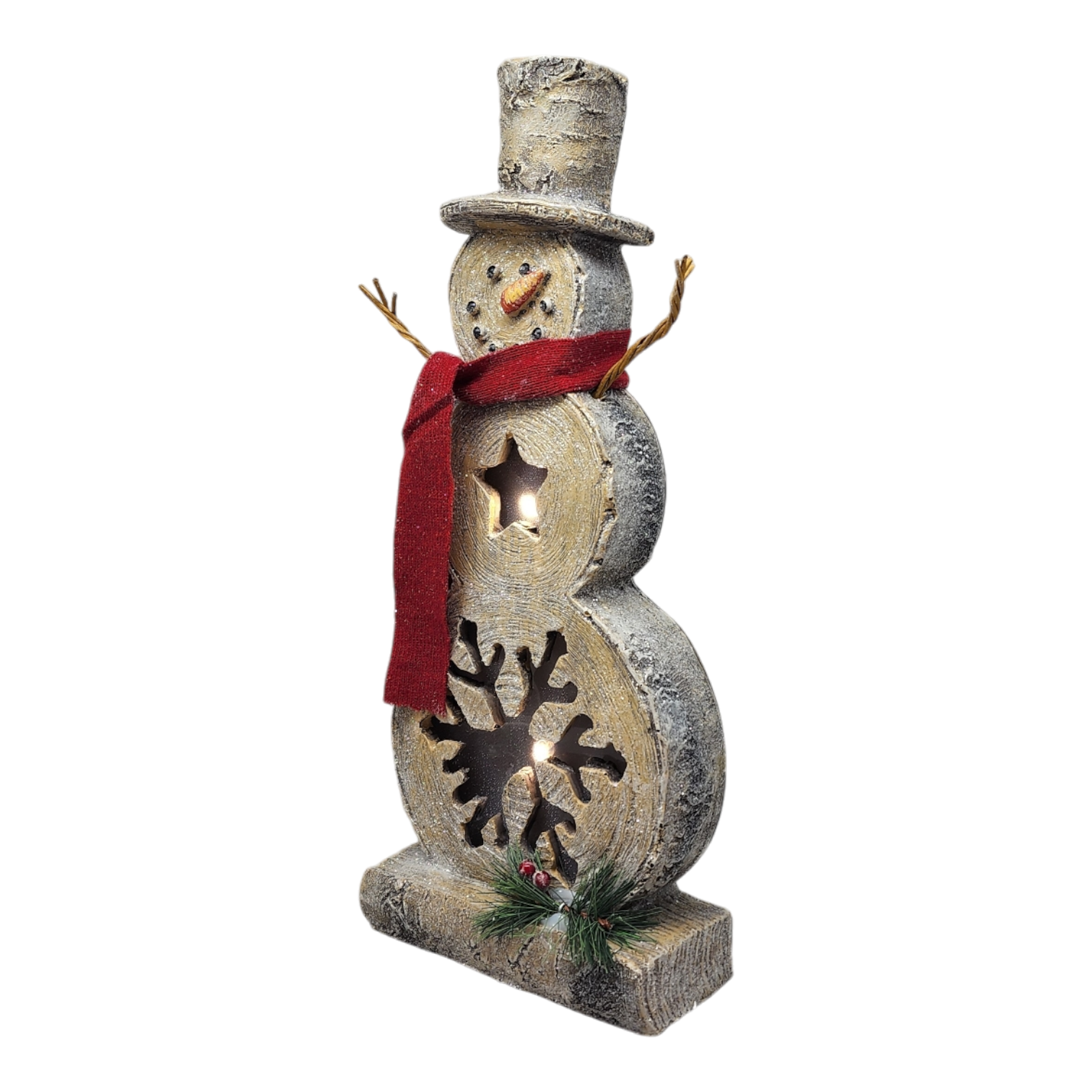 Lighted Log-Style Snowman Figurine - Star – The Country Christmas Loft