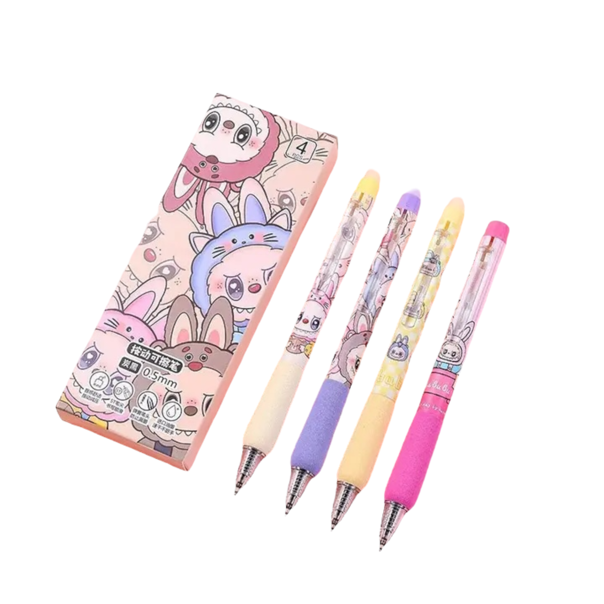 Labubu Erasable Press Gel Pen Cute Labubu pen-4pcs Set – The Country ...