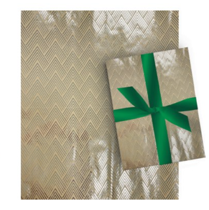 Foil Embossed Kraft Roll Wrap 30x120 Chevron Gold – The Country ...
