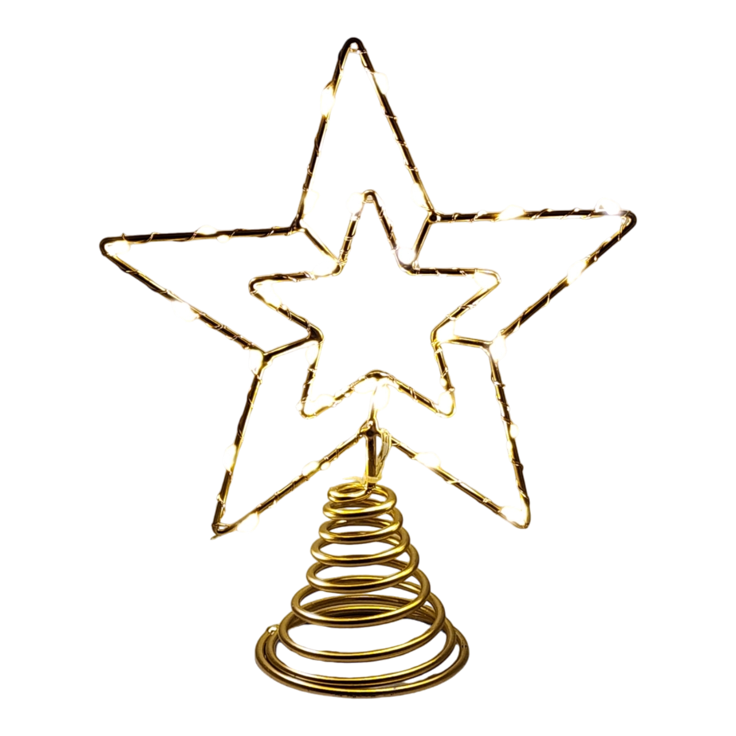 Gold Star Tree Topper with 30 Warm White Lights – The Country Christmas ...