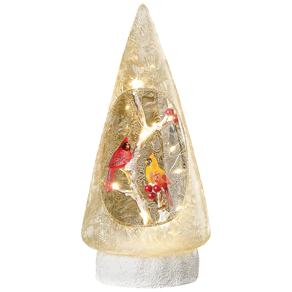 Lighted Glass Cardinal Holly Tree - 10 Inches tall – The Country ...