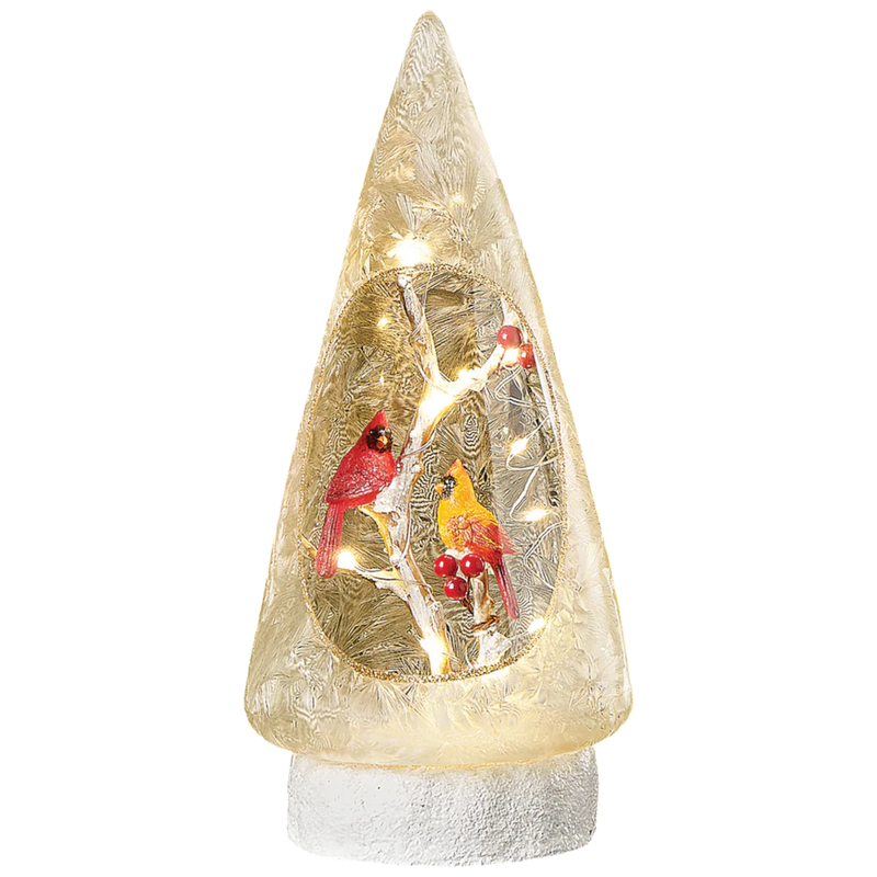 Lighted Glass Cardinal Holly Tree - 10 Inches tall – The Country ...