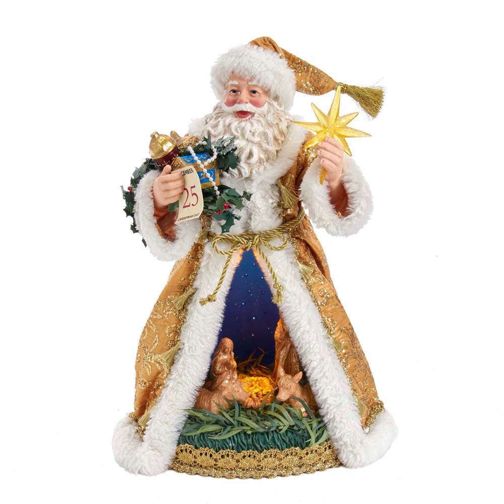 Battery-Operated LED Fabriche Nativity Santa – The Country Christmas Loft