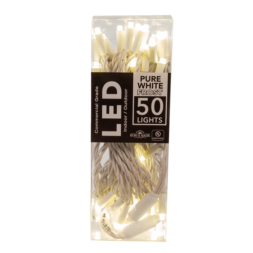 50-Light Pure White Frosted LED White Wire Light Set – The Country ...
