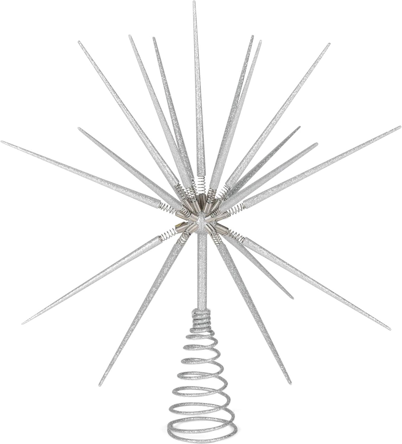 Silver Burst Tree Topper with Spike on Spring - 15 inch – The Country ...
