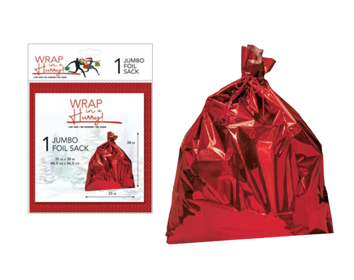 Wrap In A Hurry Jumbo Prismatic Foil Sack - Red – The Country Christmas ...